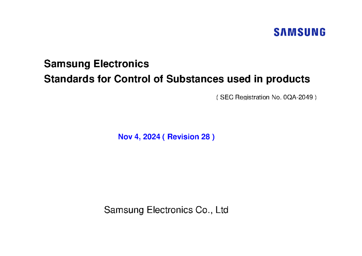 SEC-Standard for Control of Substances in Products (Rev 28) - Studocu