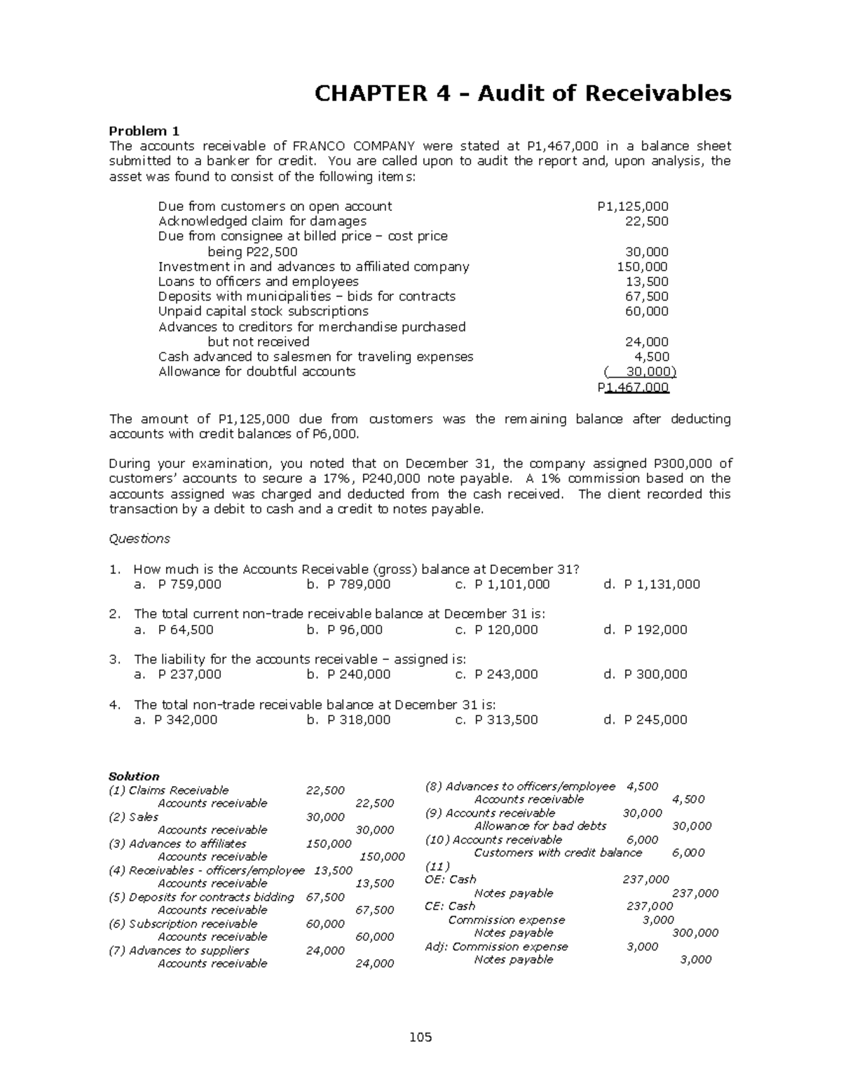 Auditing Theory: Chapter 4 - In-Depth Analysis of Receivables and Bad Debts - Studocu