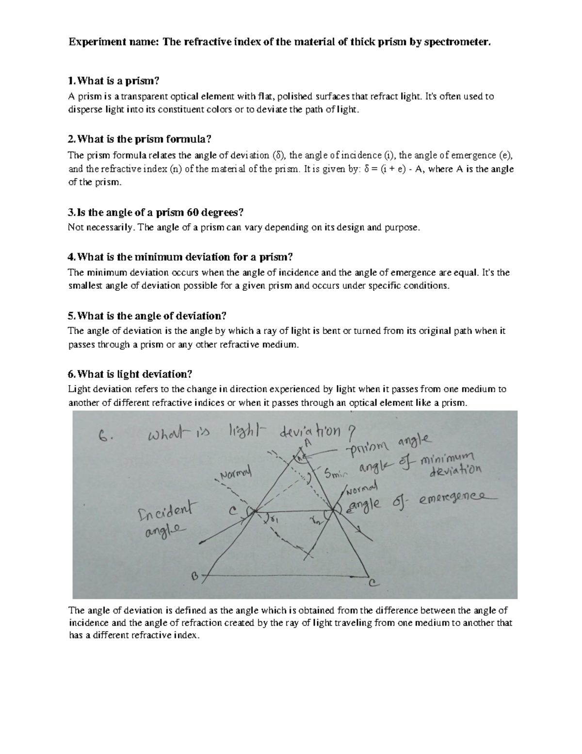 04.Refractive Index of Prism - Experiment name: The refractive index of ...