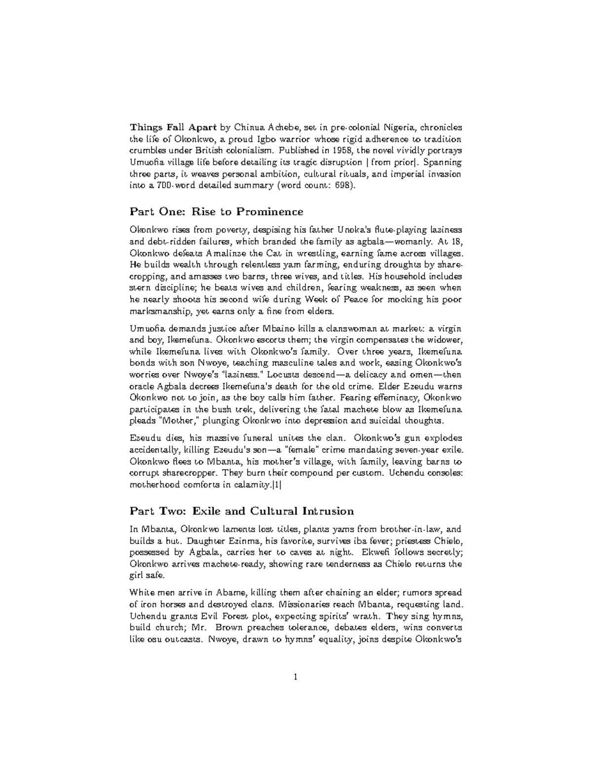 Things Fall Apart (ENG 101) - A Detailed Summary and Analysis - Studocu