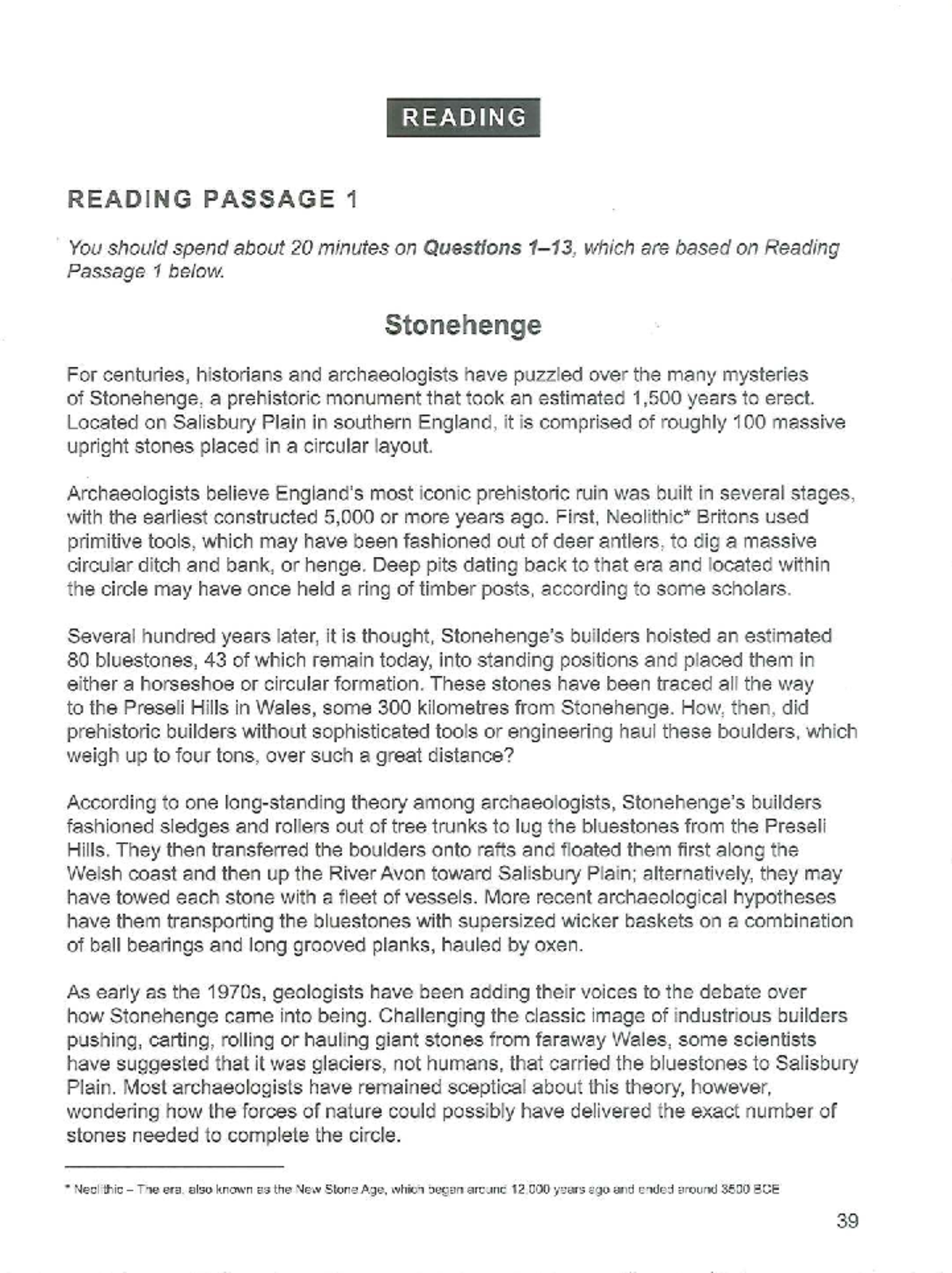 TEST 2 - Reading Passage Analysis on Stonehenge and AI - Studocu