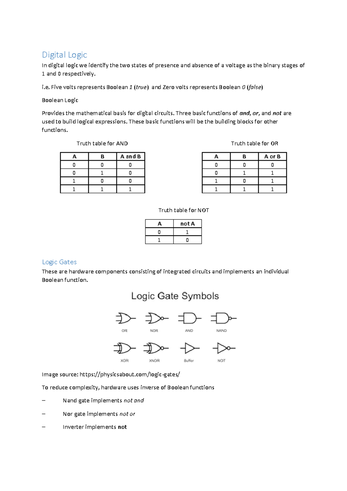 Digital Logic Lecture Notes - Studocu