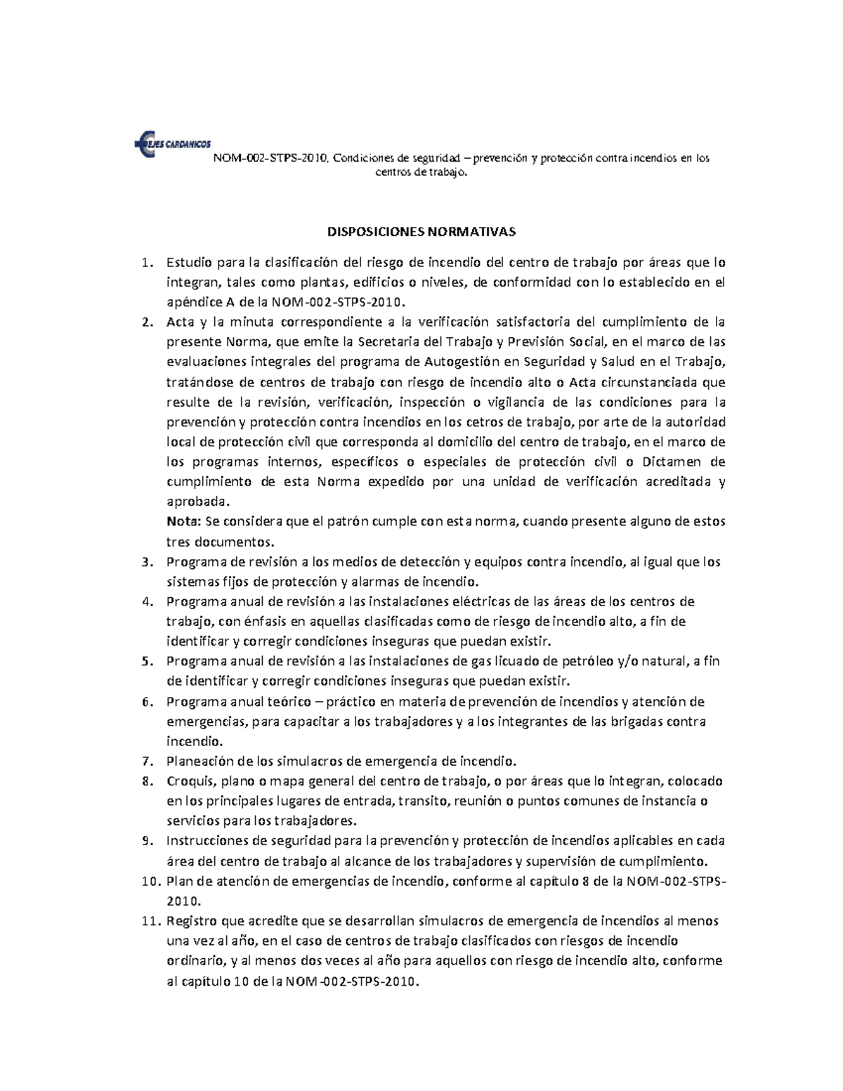 NOM-002-STPS Rev. 0 - Estudio de Riesgos de Incendio en Cardánicos ...