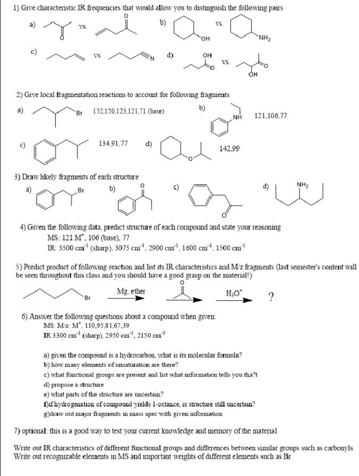 Chapter 12 HW - IR Frequencies & Mass Spec Analysis - Studocu