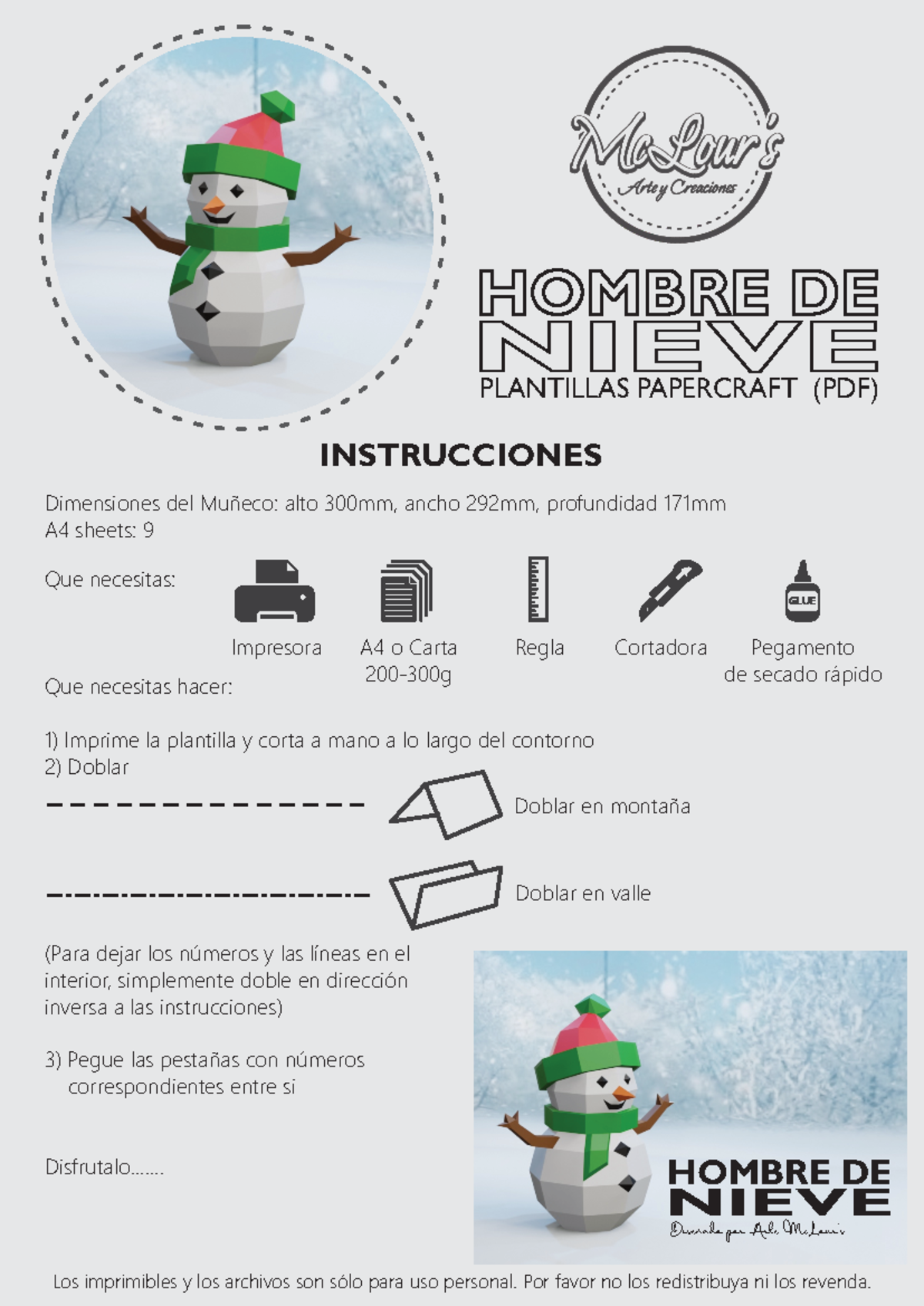 Instrucciones para Hacer un Hombre de Nieve de McLours - Studocu