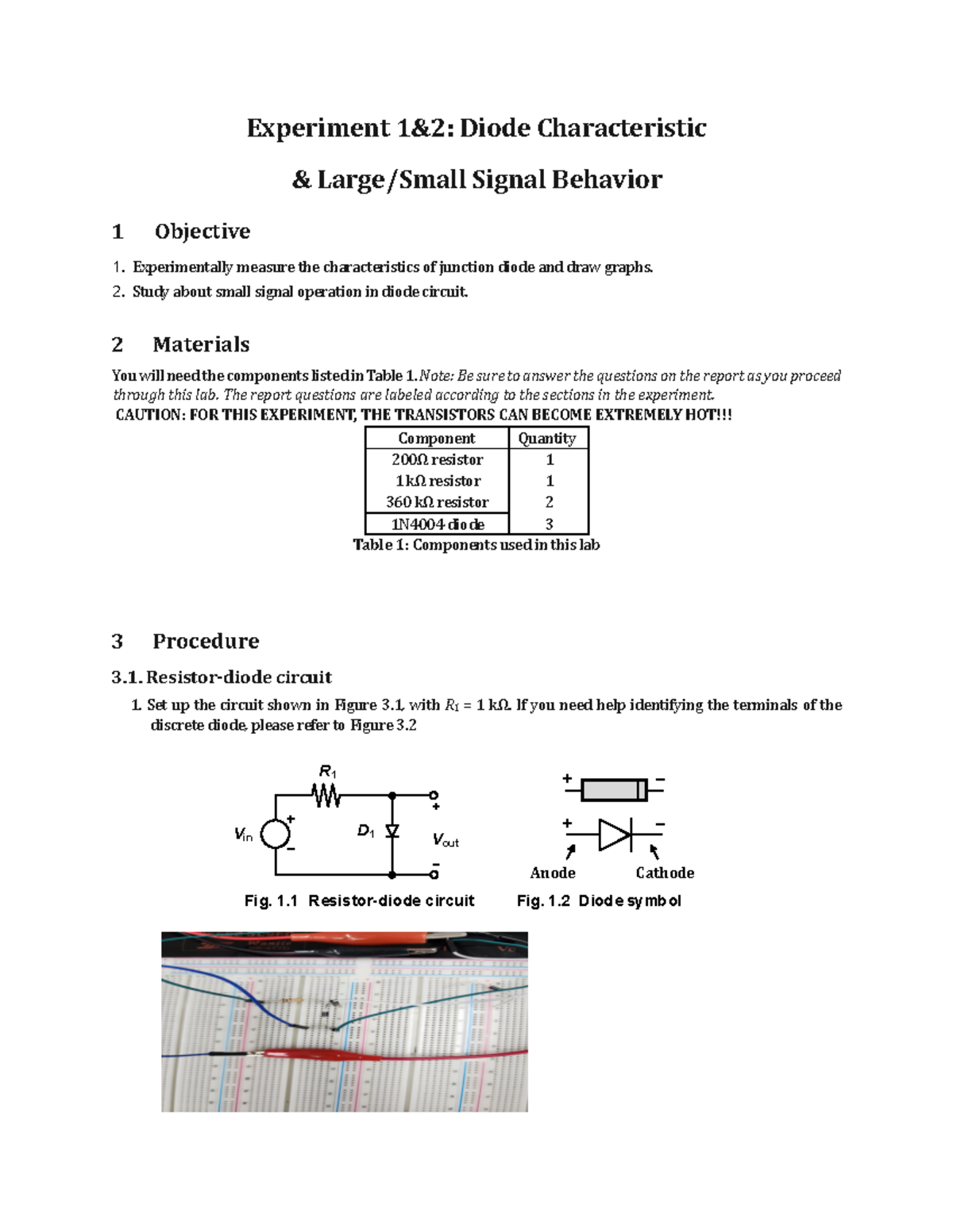Lab1&2 Diode Characteristics&Large Small Signal Behavior (최종 ...