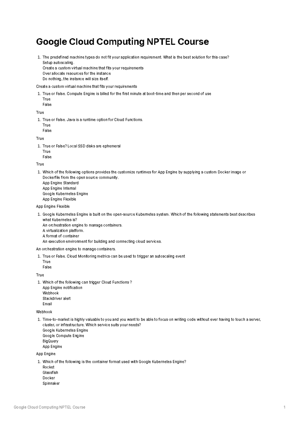 Google Cloud Computing NPTEL Course: Custom Solutions and Exam Prep ...