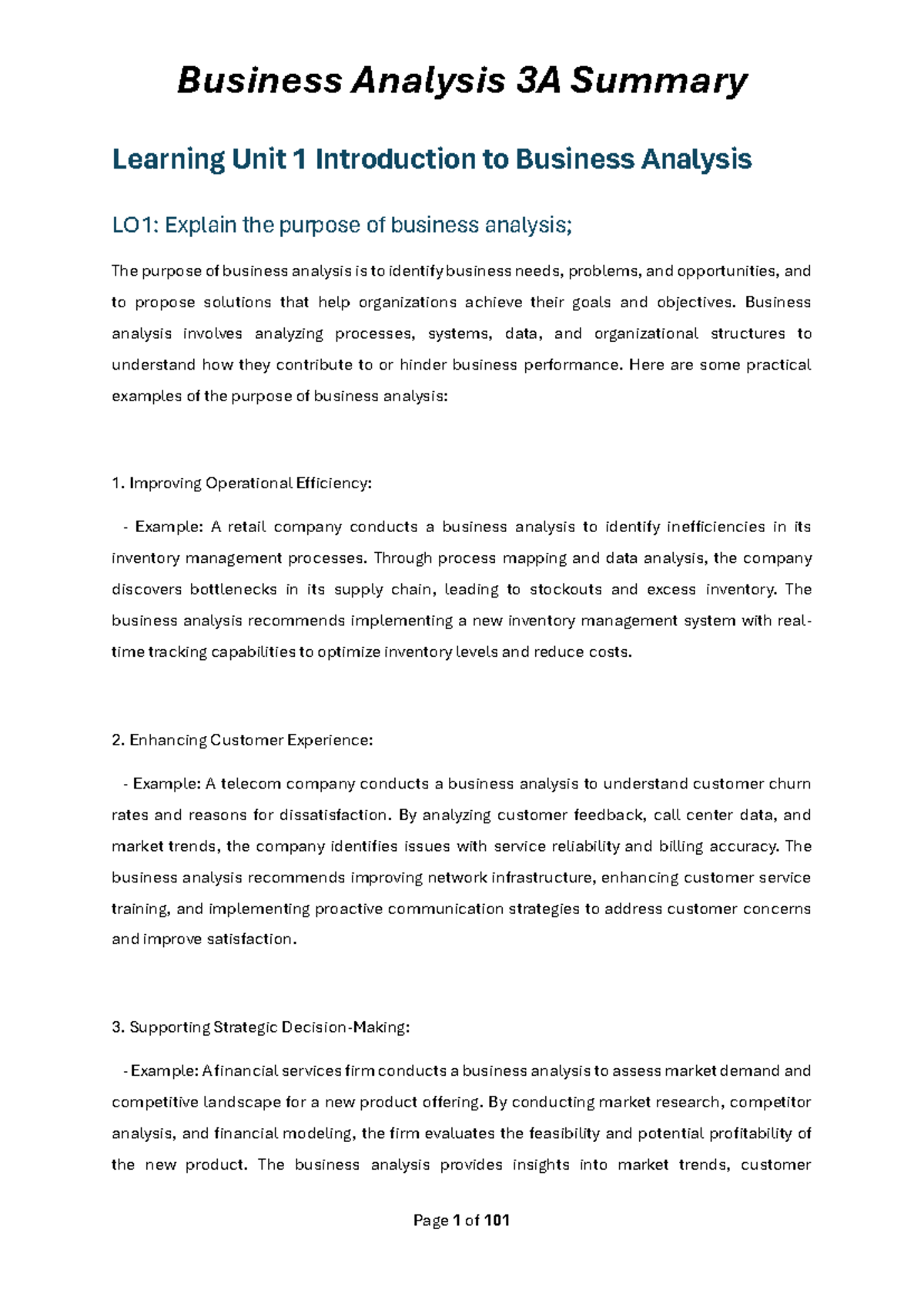 Business Analysis 3A Summary: Key Concepts and Implementation ...