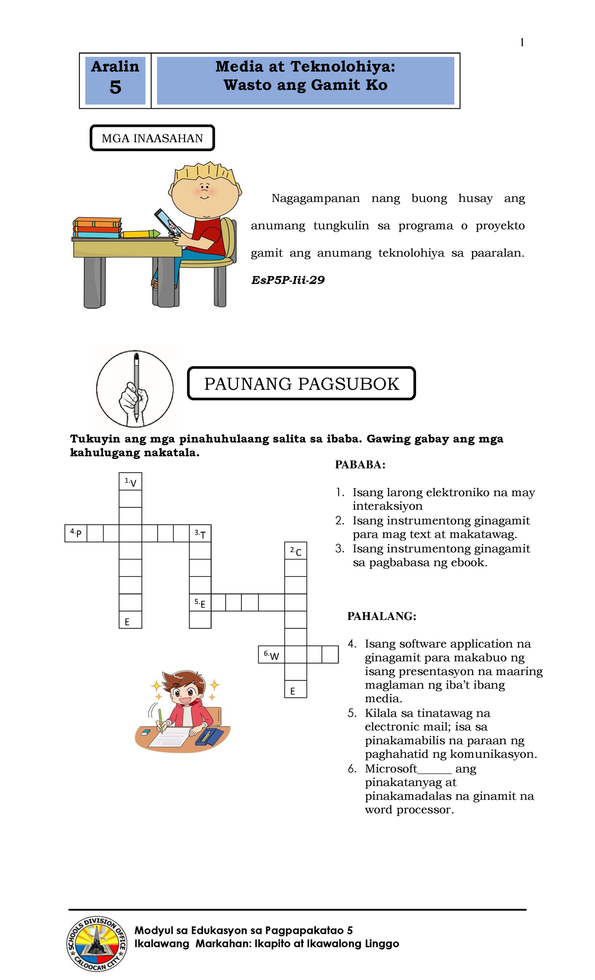 ESP 5 Q2 Week 7-8 - Modyul sa Paggamit ng Midya at Teknolohiya - Studocu