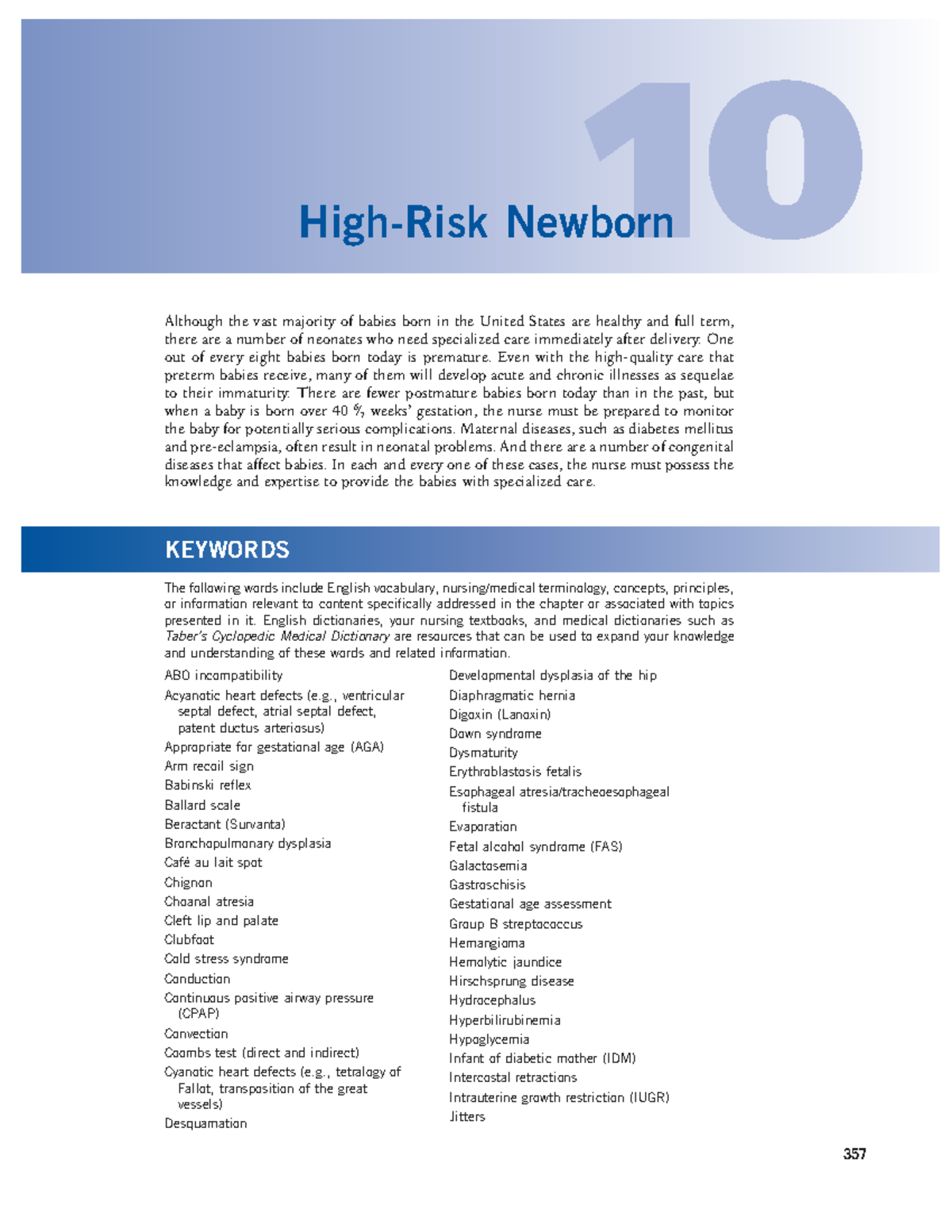 High-Risk Newborn Care: Key Concepts from Chapter 10 (NURS 357) - Studocu