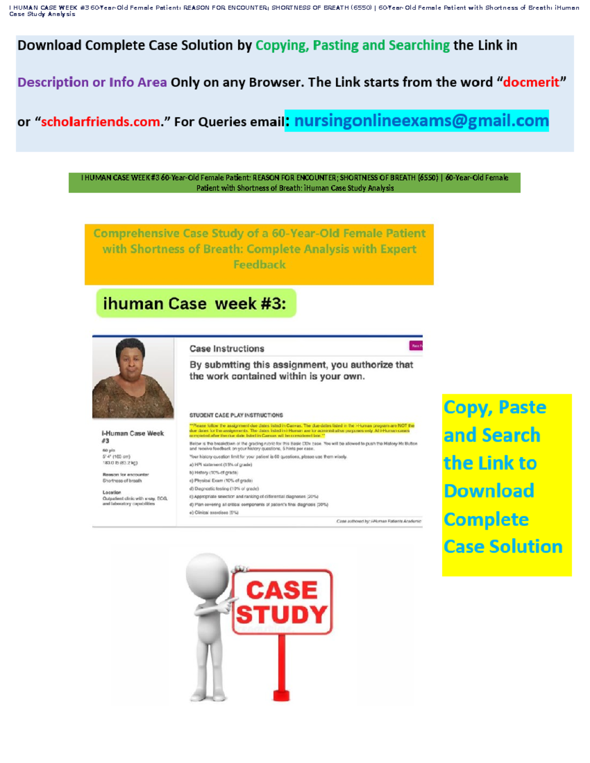 iHuman Case Study Analysis: Shortness of Breath in 60-Year-Old Female ...