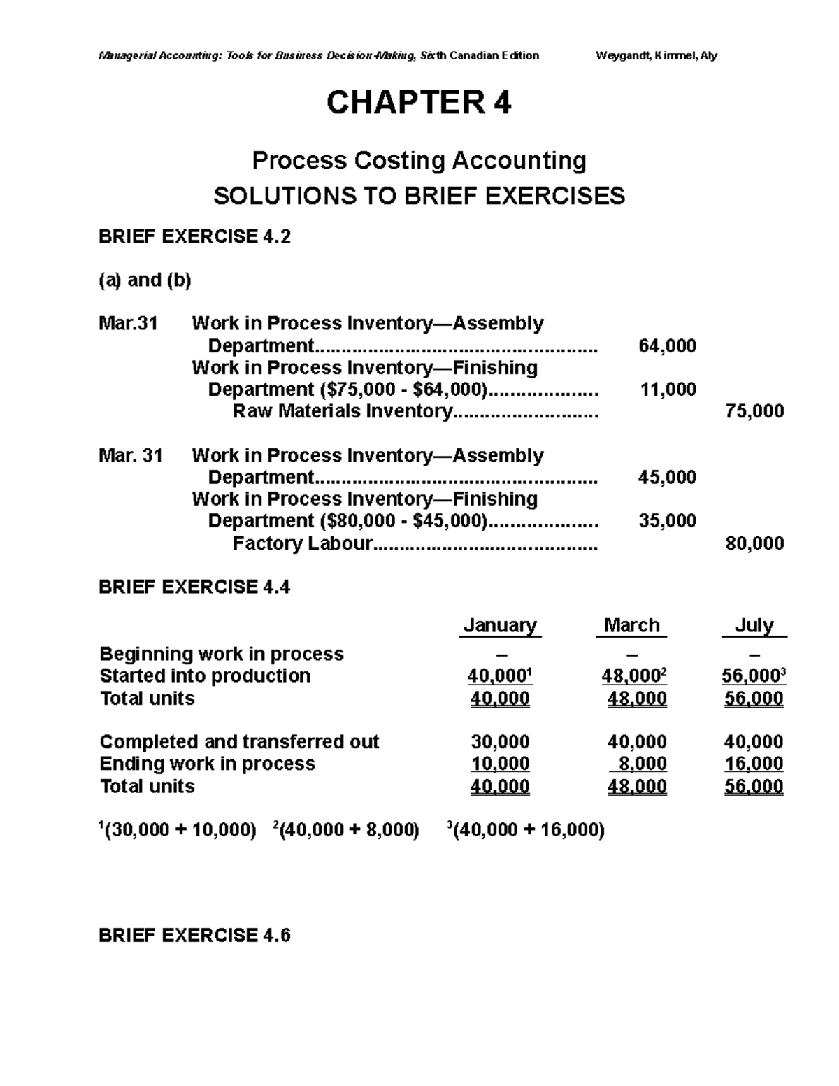 CH. 4 Process Costing Solutions and Exercises Overview - Studocu