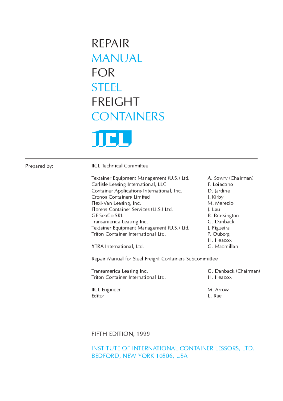 IICL5.1 Repair Manual for Steel Freight Containers: 5th Edition ...
