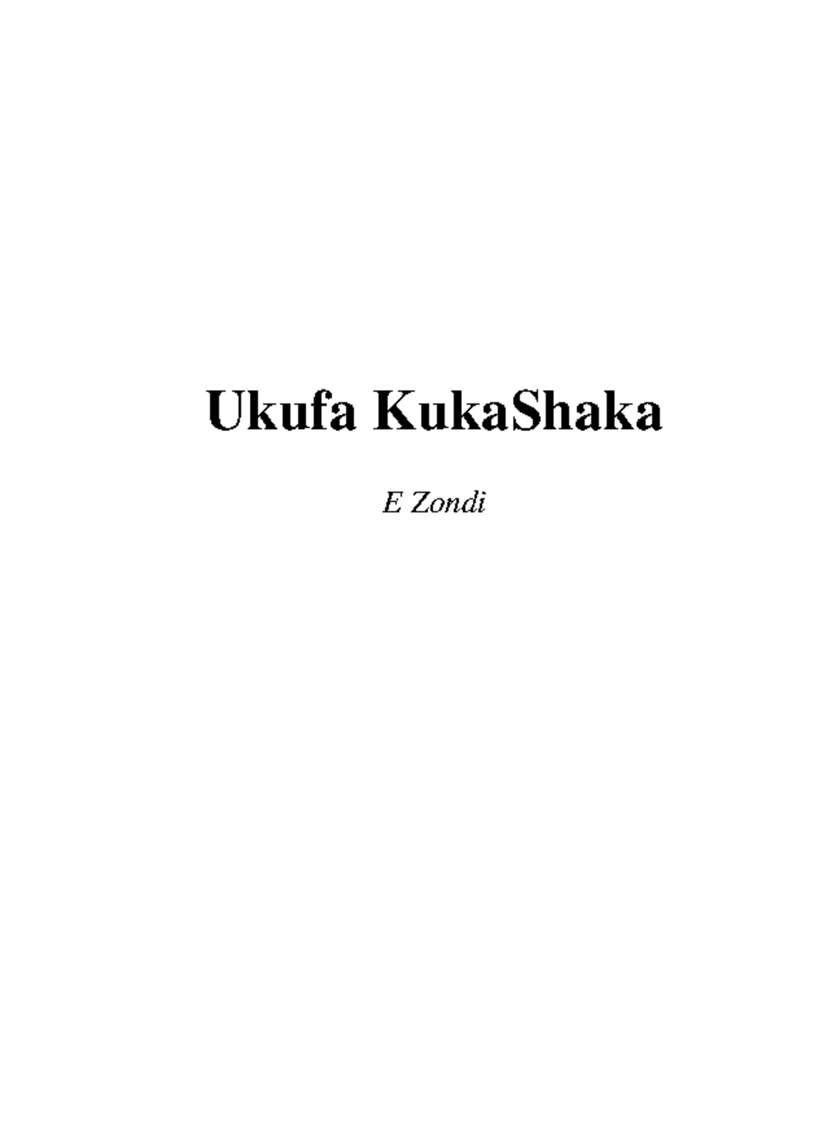Ukufa KukaShaka: Ukuhlaziywa Komdlalo KaZondi - Studocu