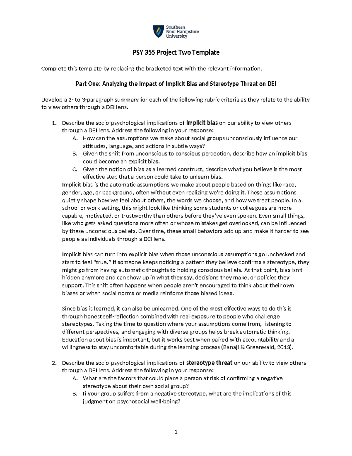 PSY 355 Project Two: Analyzing Implicit Bias and Stereotype Threat ...