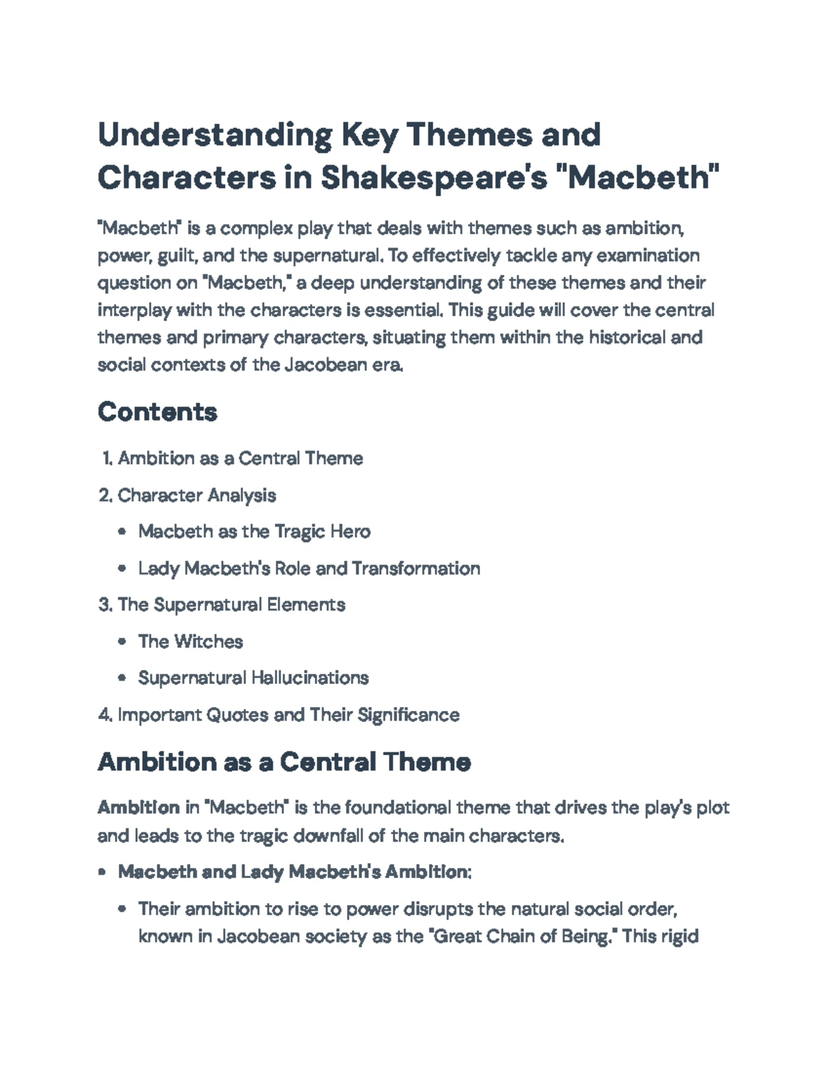 The Supernatural Elements in Macbeth: An Analytical Study - Studocu