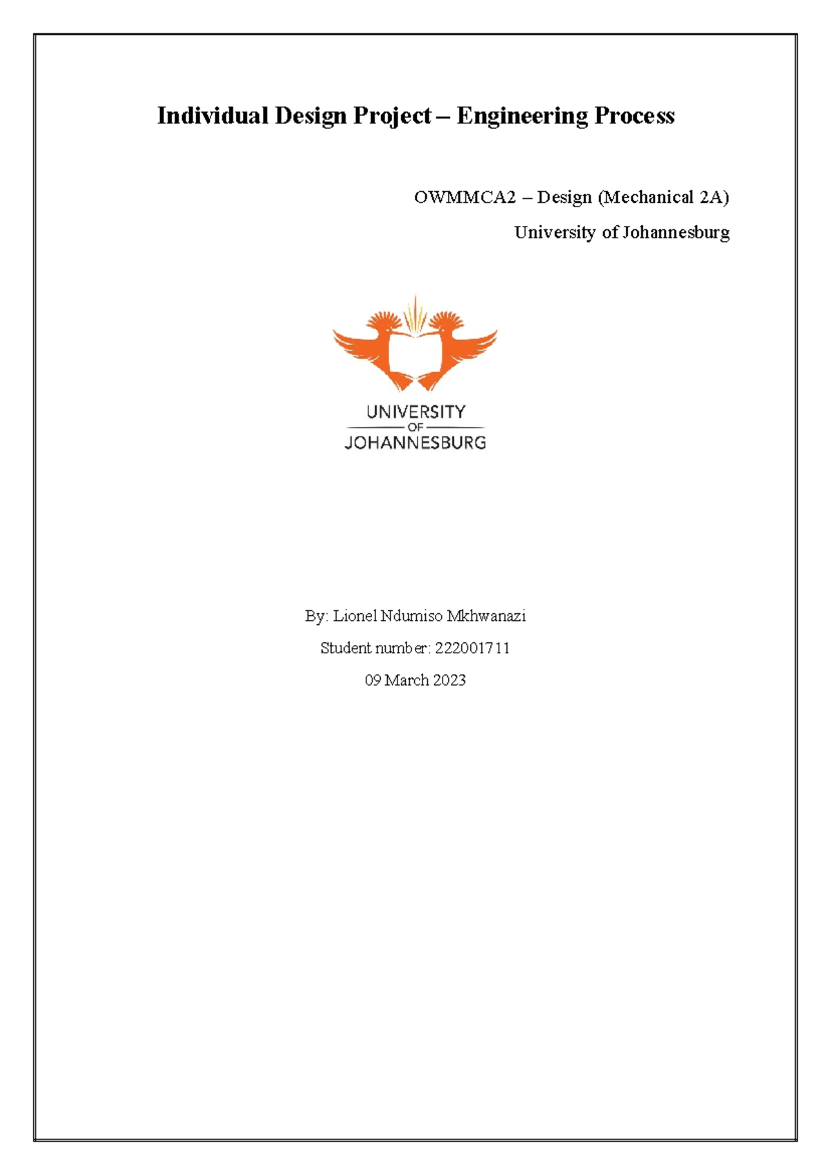 OWMMCA2 – Design 2A Individual Assignment: Bicycle Steering System ...