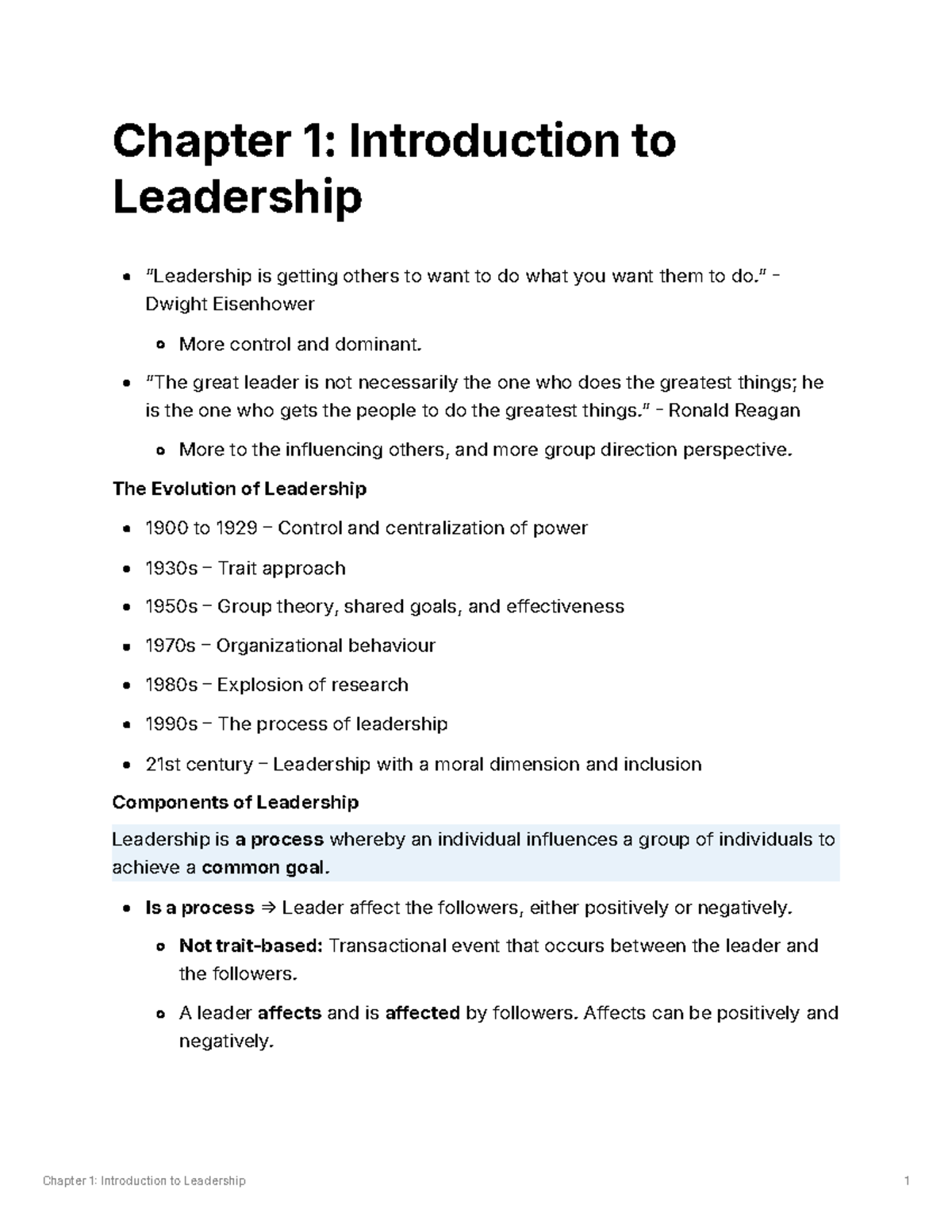 Chapter 1: Leadership Concepts and Influences (Course Code: LEAD101 ...