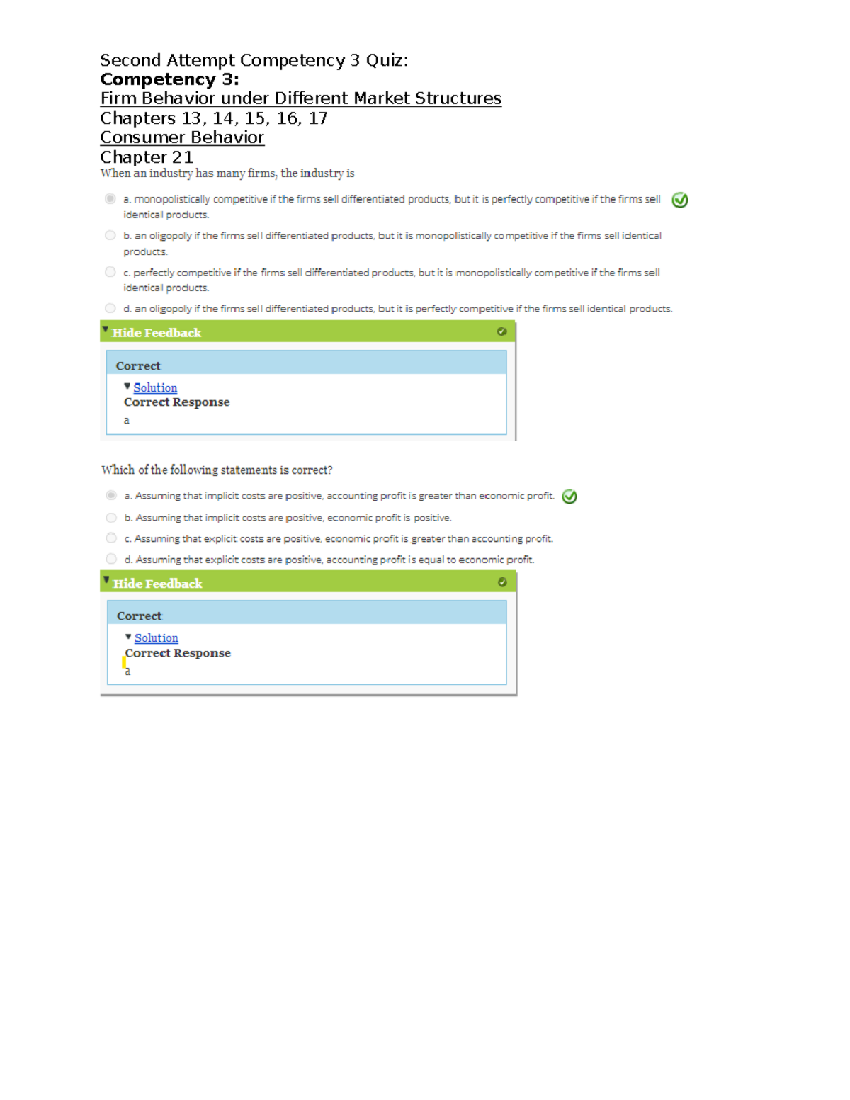 Competency 3 Quiz: Firm Behavior in Different Market Structures - Studocu