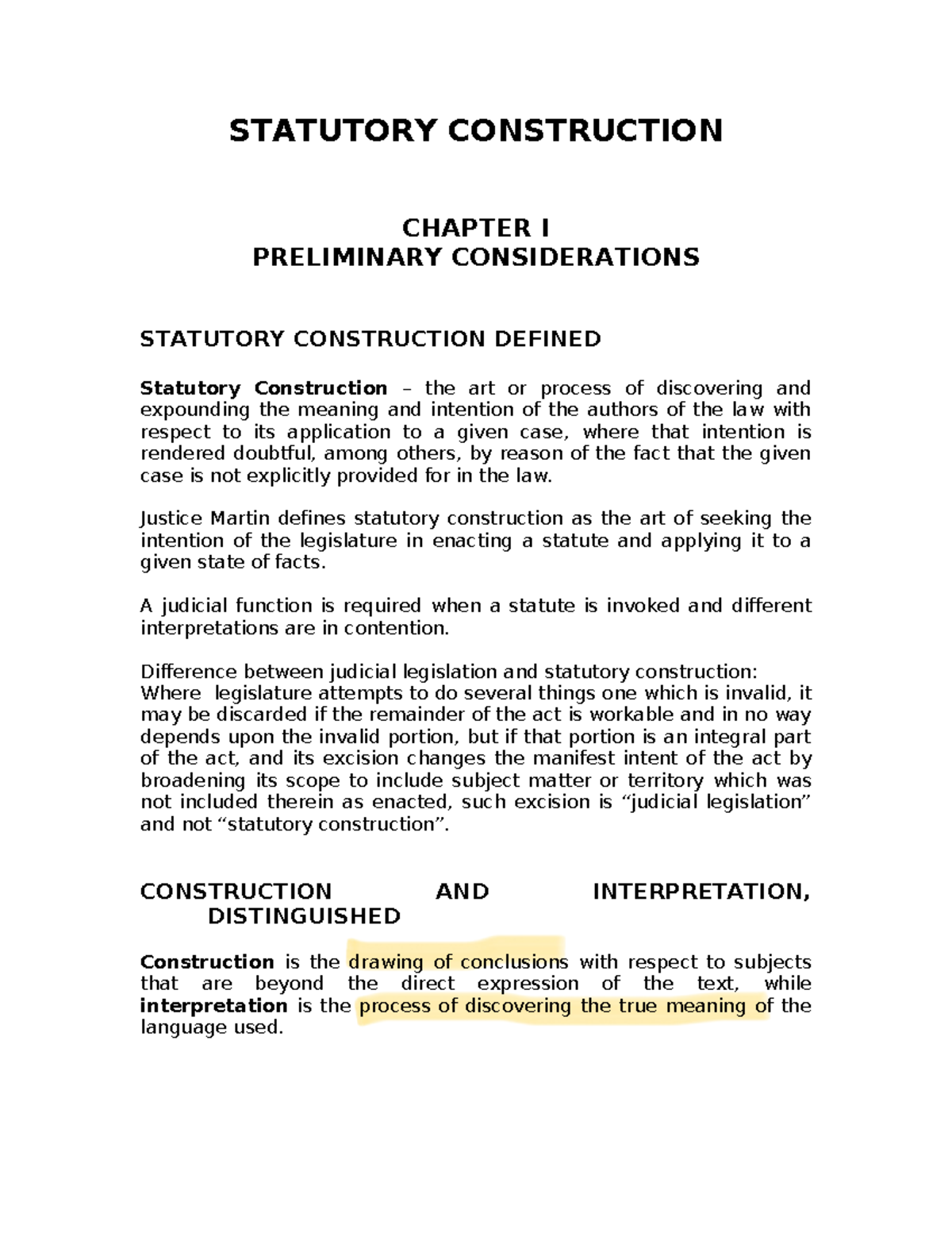 Statutory Construction Chapter I Prelimi - STATUTORY CONSTRUCTION ...