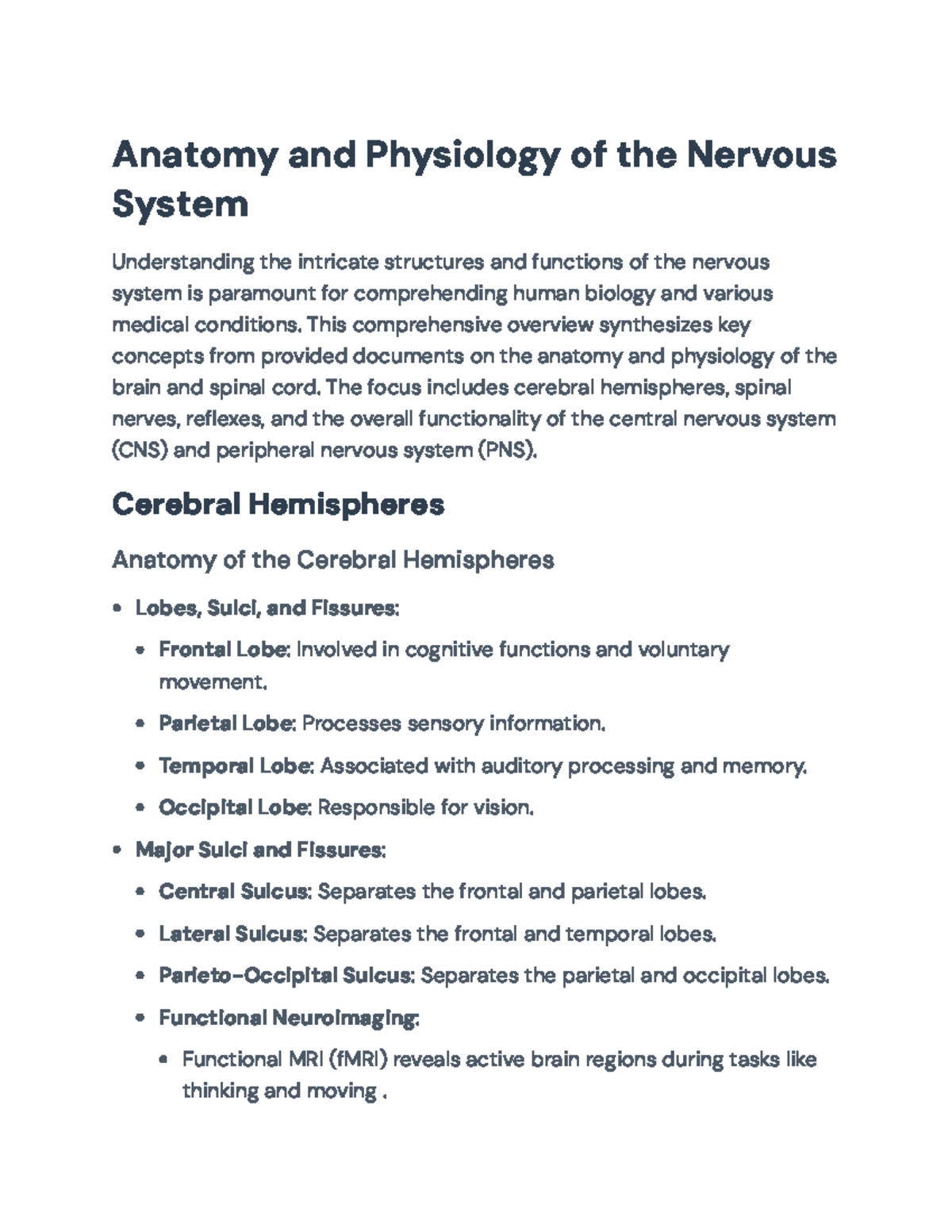 Anatomy and Physiology of the Nervous System: A Comprehensive Overview ...