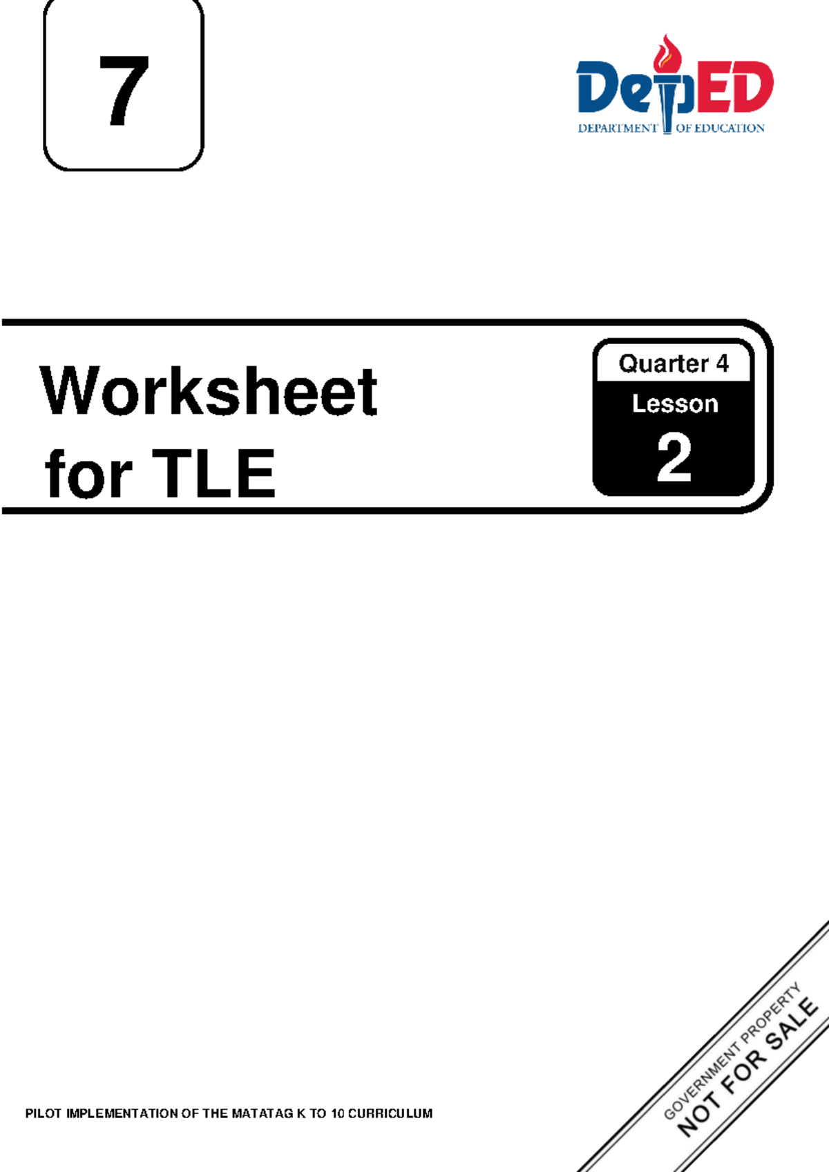 Q4 WS TLE 7: MATATAG K to 10 Curriculum Lesson 2 Worksheet - Studocu
