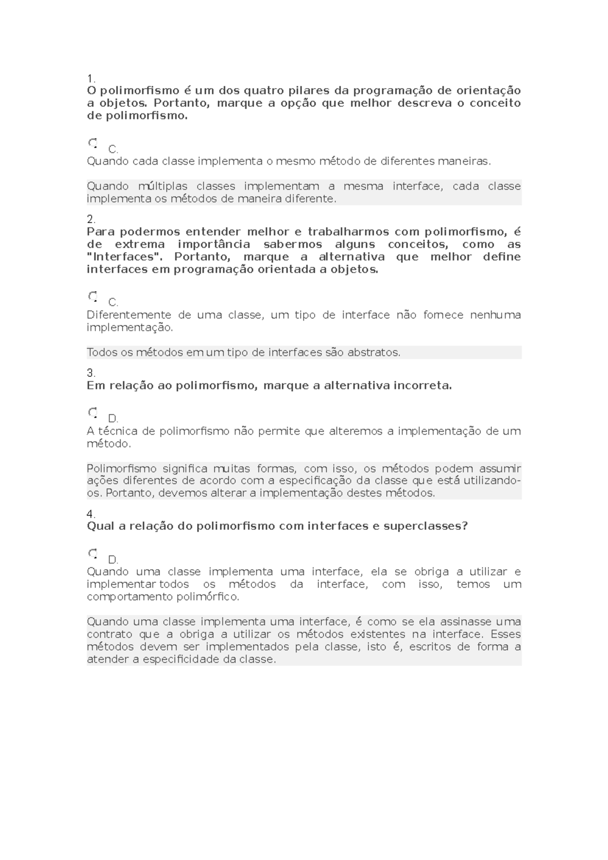 Exercícios Unidade 4: Entendendo o Polimorfismo em POO - Studocu