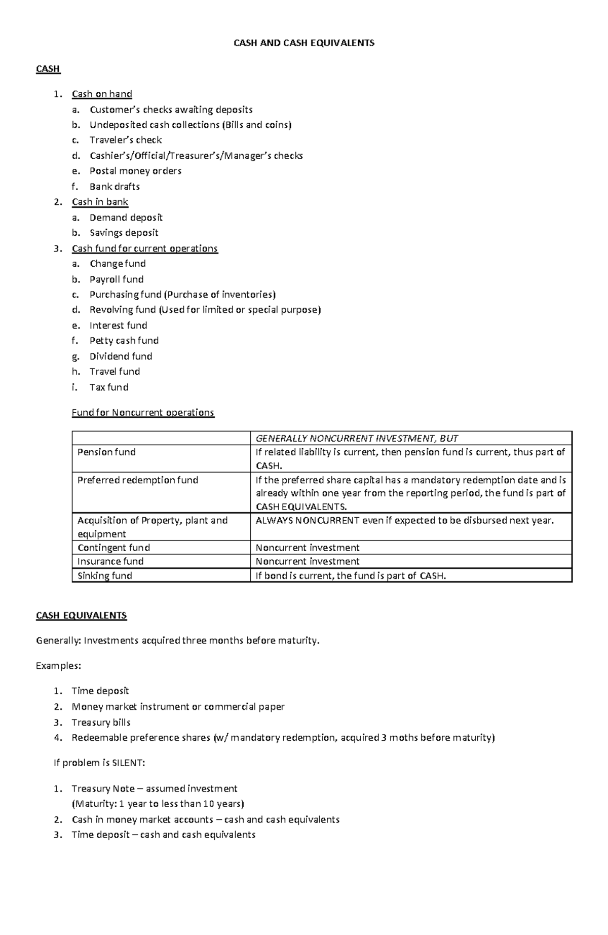 Cash and Cash Equivalents Overview - Summary #1 - Studocu
