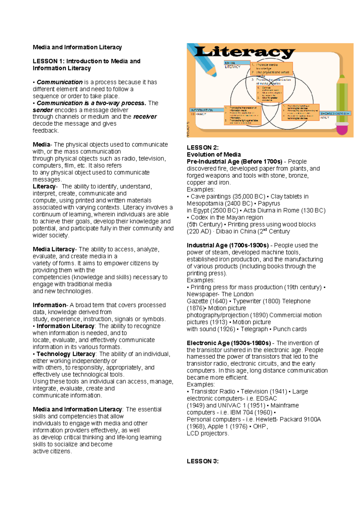 Media and Information Literacy - Media and Information Literacy LESSON ...