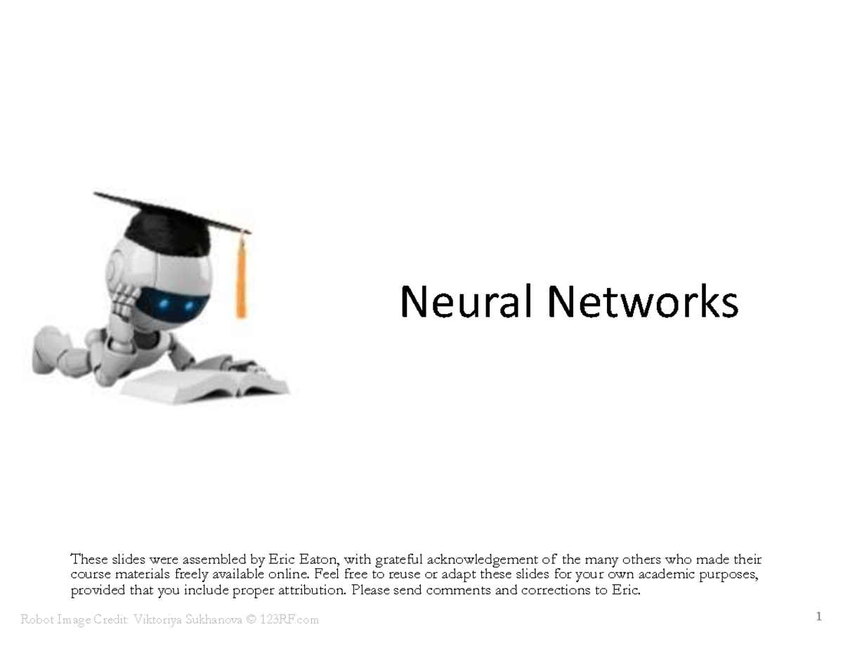 Neural Networks - Lecture Notes (Course Code: 11) - Studocu