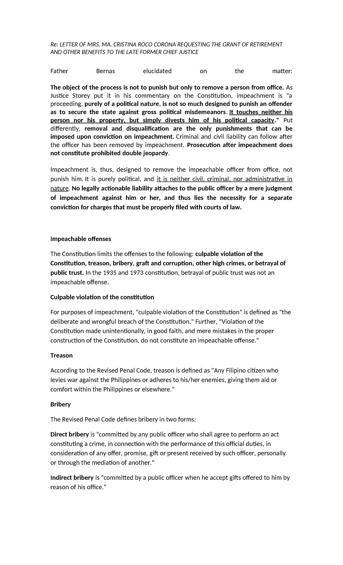 Impeachment Notes: Understanding the Process and Legal Framework - Studocu