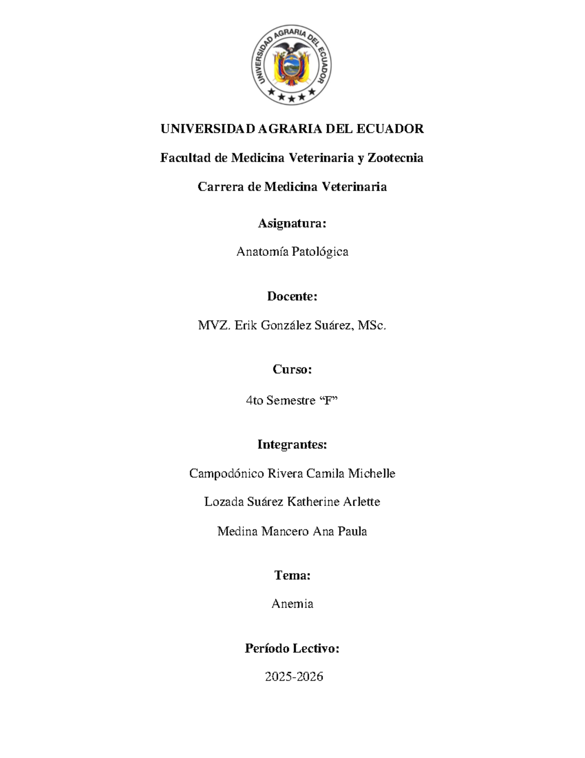 EXPO G4 - Apuntes sobre Anemia en Medicina Veterinaria - Studocu