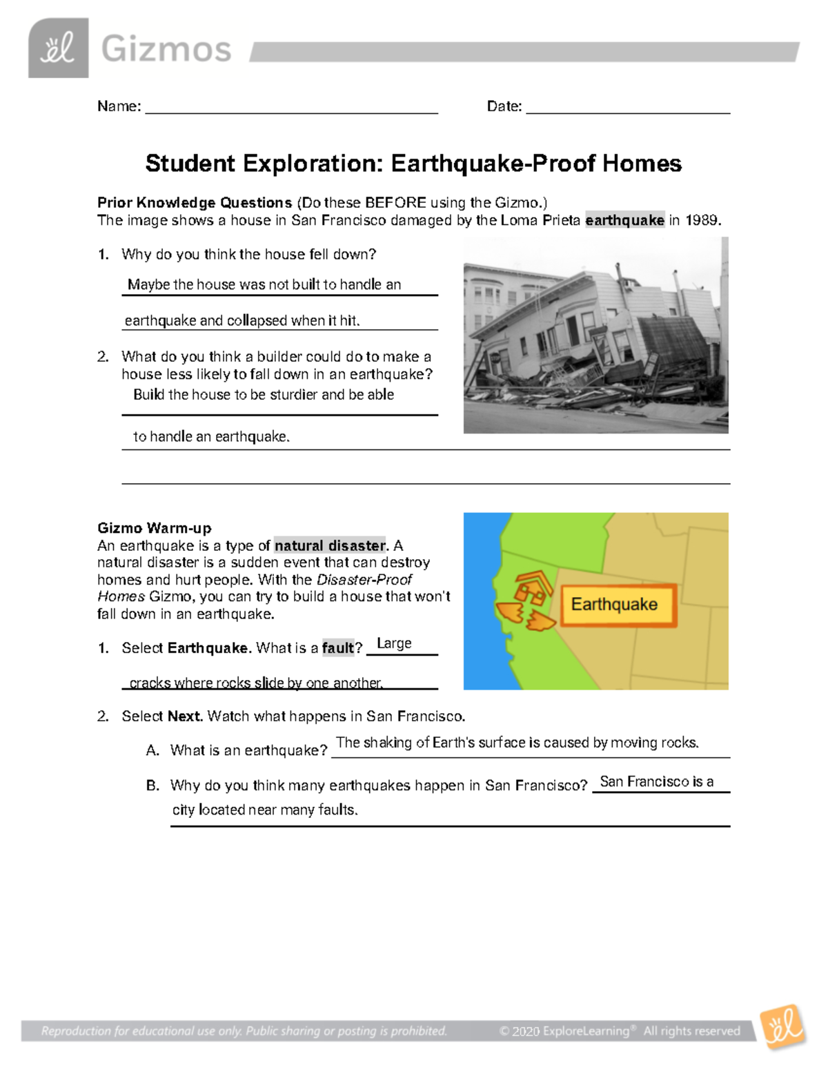Earthquake-Proof Homes Exploration - Gizmo Activity Guide - Studocu