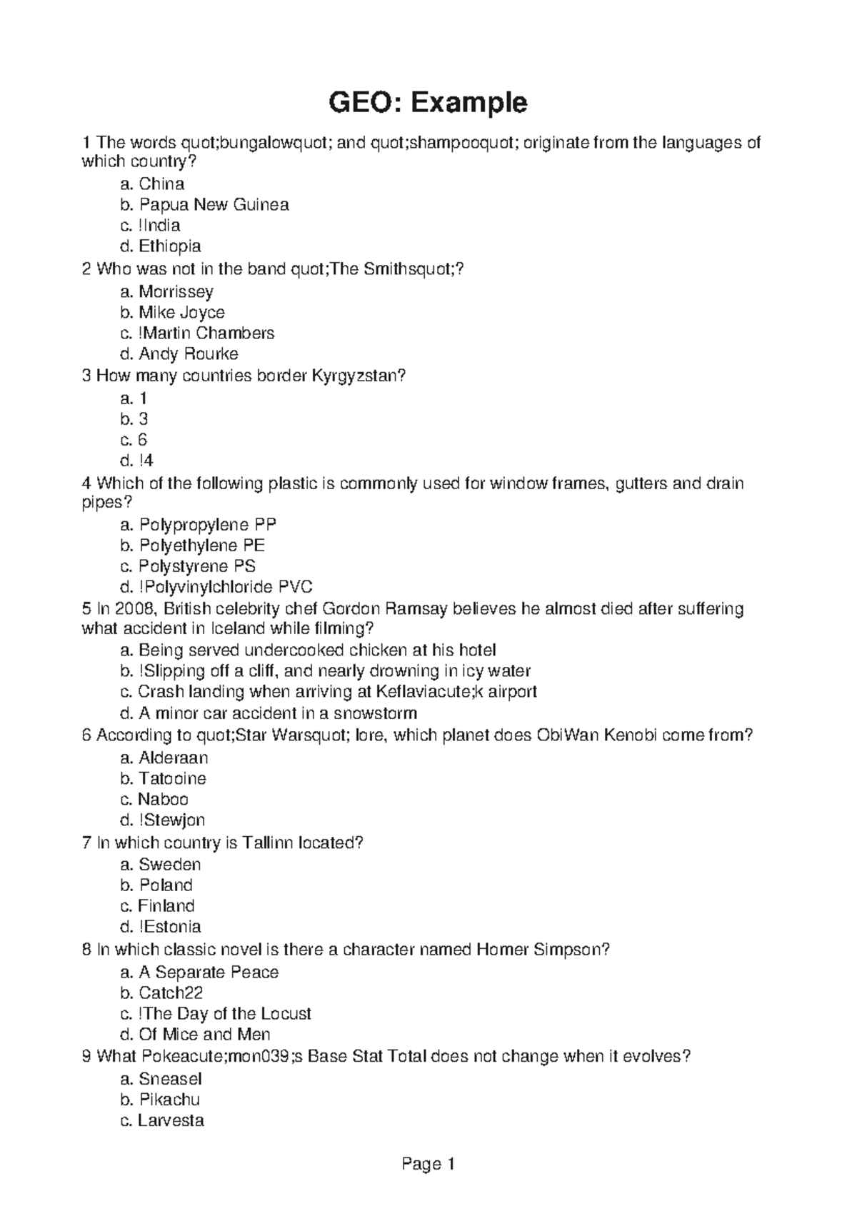 GEO147 Lecture Notes 7 - GEO: Example 1 The words quot;bungalowquot ...