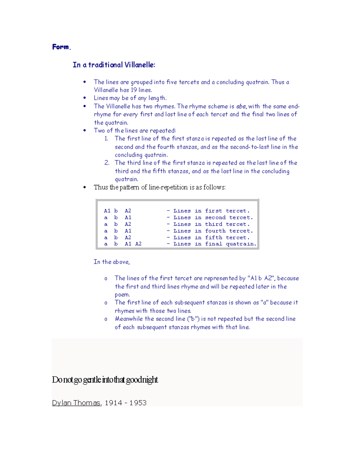 Villanelle Form Sample: Structure & Analysis - Studocu