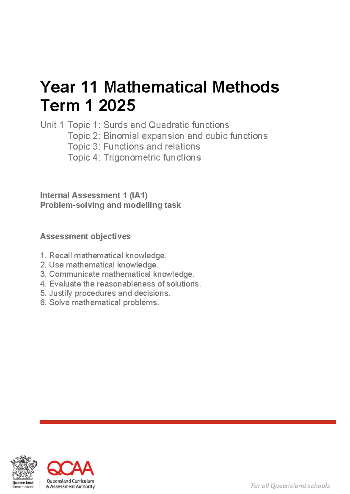 Year 11 Mathematical Methods IA1: PSMT on Water Slide Design - Studocu