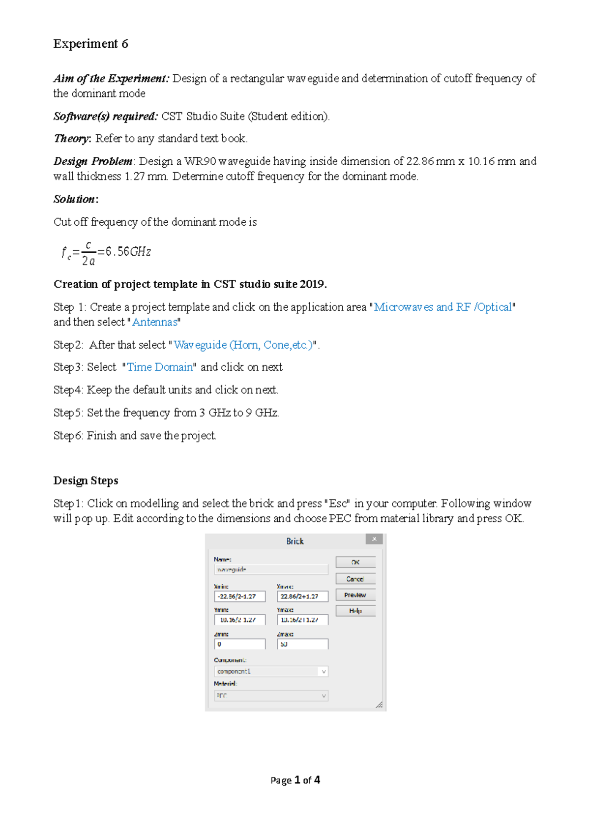 Manual Exp6 - FOR EXPERIMENT 6 - Aim of the Experiment: Design of a ...