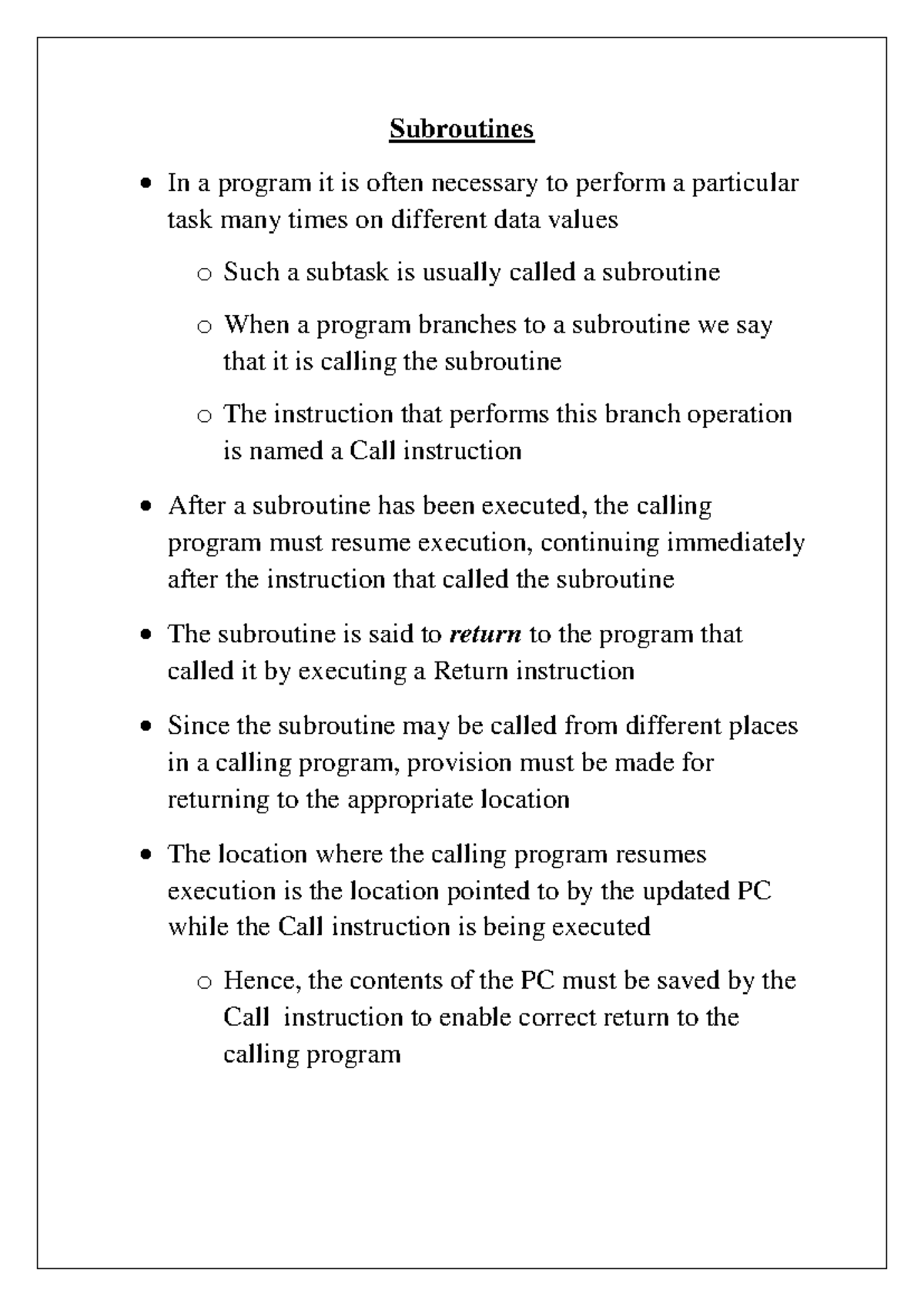 Subroutines - Computer Organization & Architecture - MG University ...
