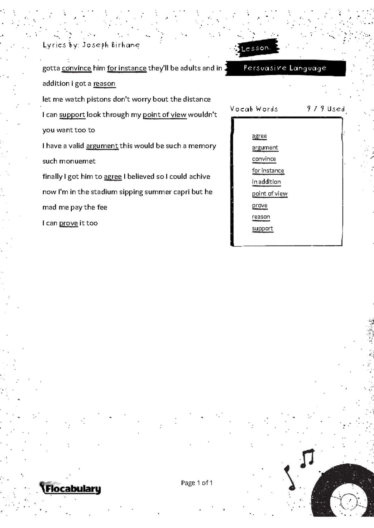 Joseph Birhane Lesson: Persuasive Language in Lyrics - Studocu