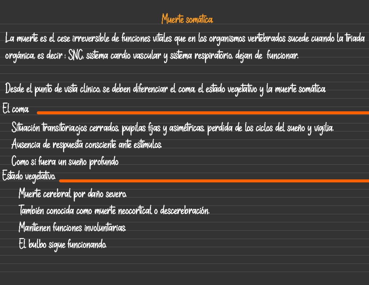 Muerte Somática: Definición y Criterios Clínicos Esenciales - Studocu