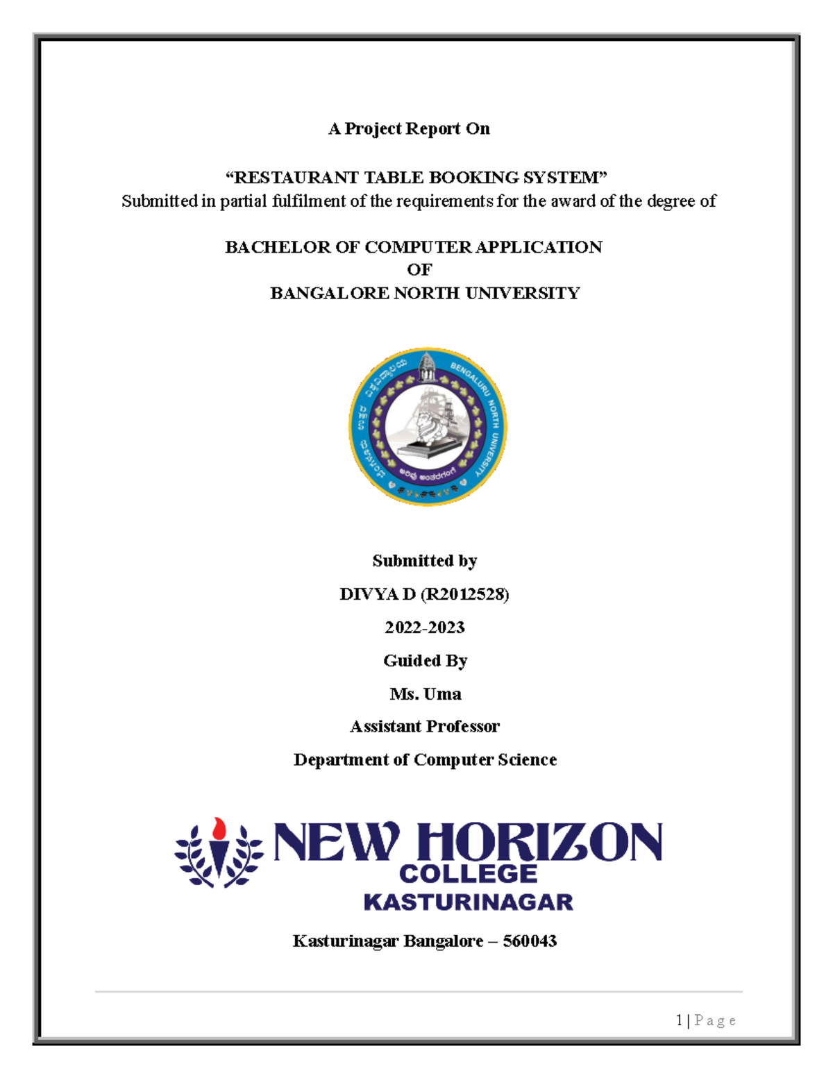 Restaurant Table Booking System Project Report - BCA R2012528 - Studocu