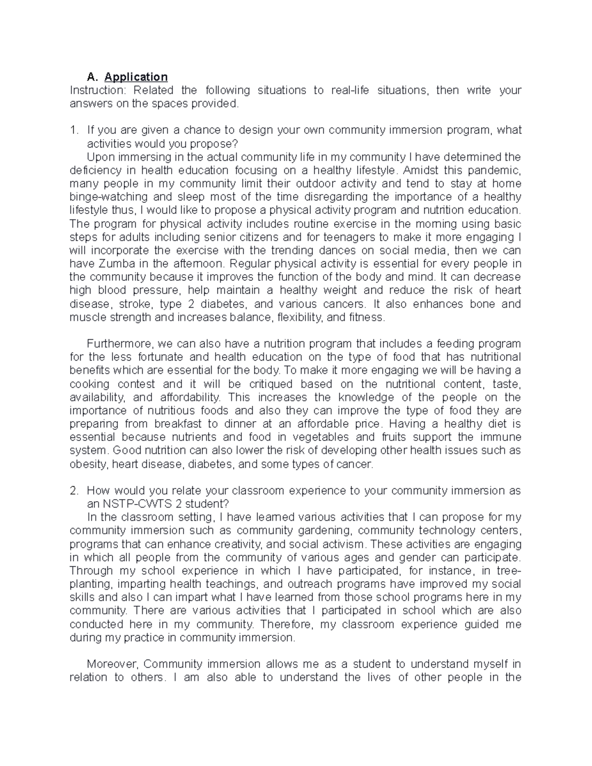 NSTP-CWTS Chapter-3-Community-Immersion-Application-and-Reflection - A ...