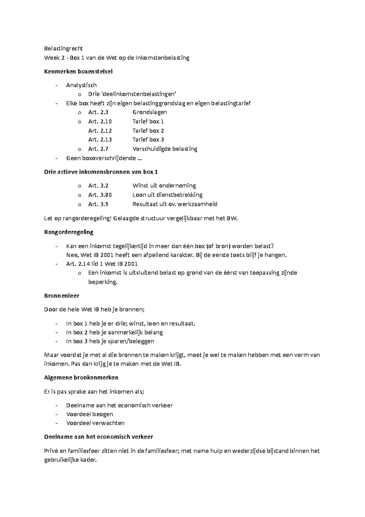 Belastingrecht - Week 2: Analyse van Box 1 en Inkomstenbelasting ...