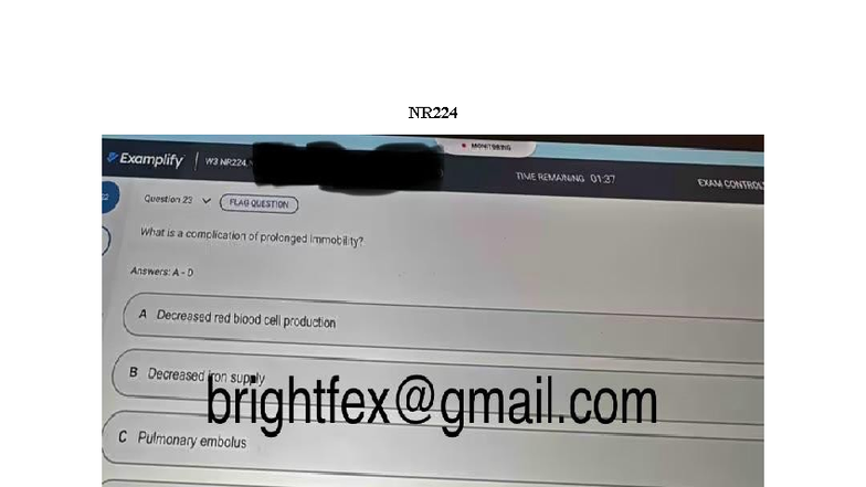 NR224 Quiz: Complications of Prolonged Immobility - Studocu