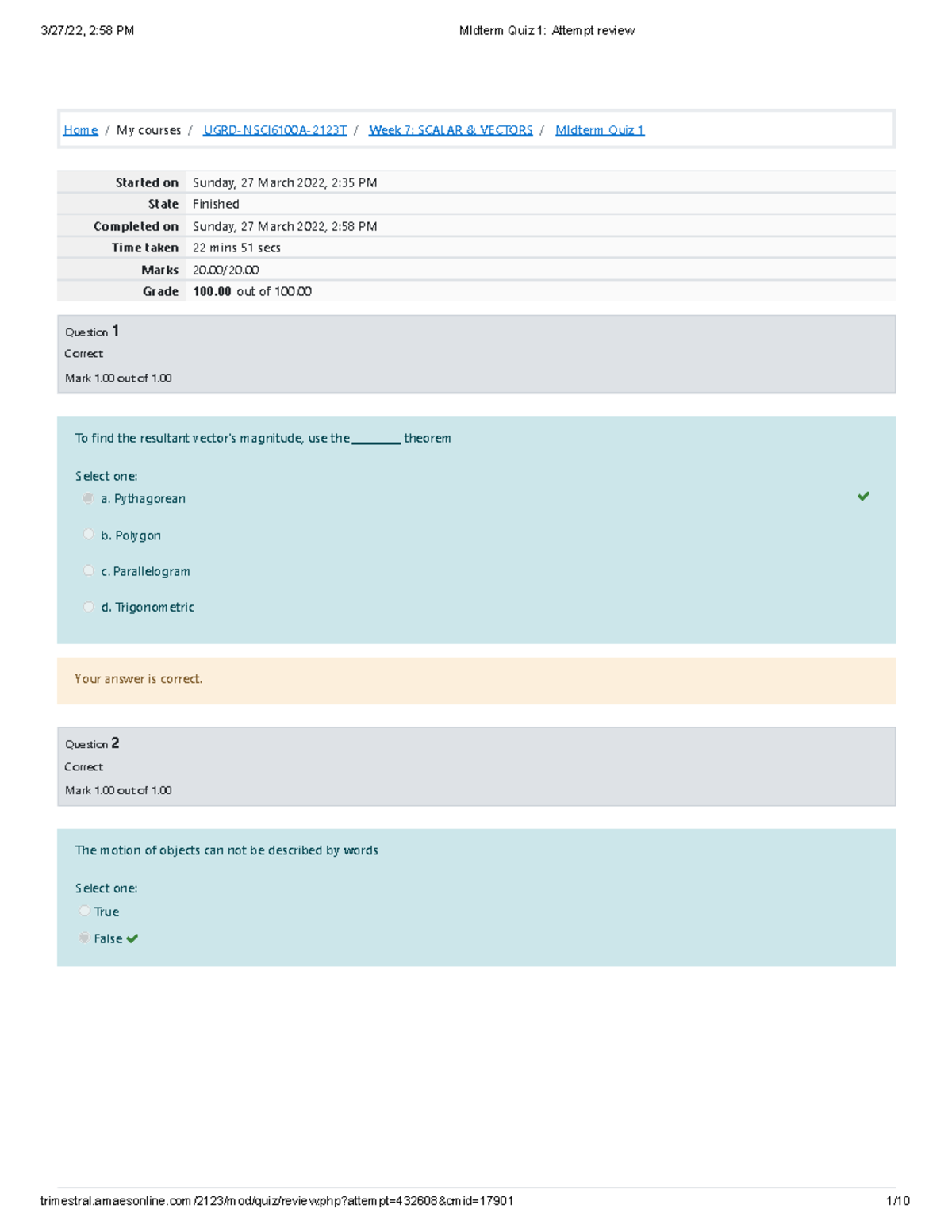 MIdterm Quiz 1 Physics for Engineer By Vence - BS Computer Engineering - AMA - Studocu
