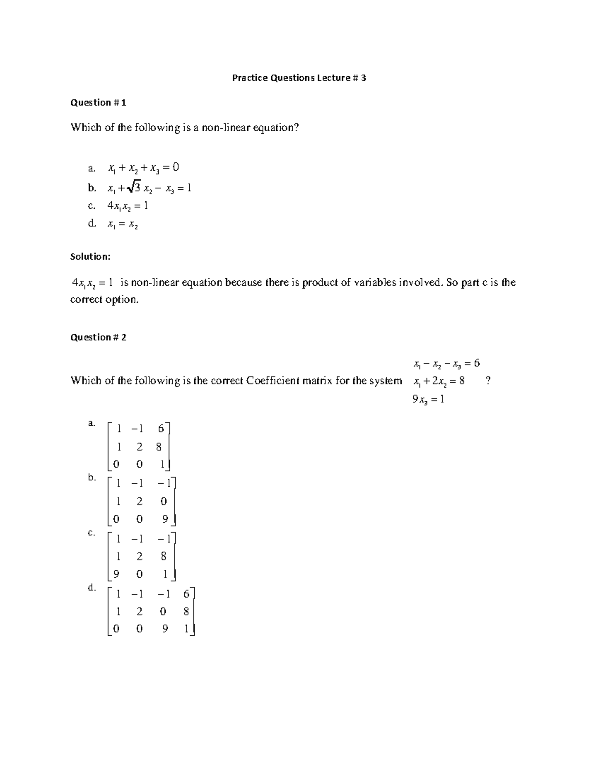 Mth501 Practice Questions for Lecture 3: Linear Equations & Systems ...