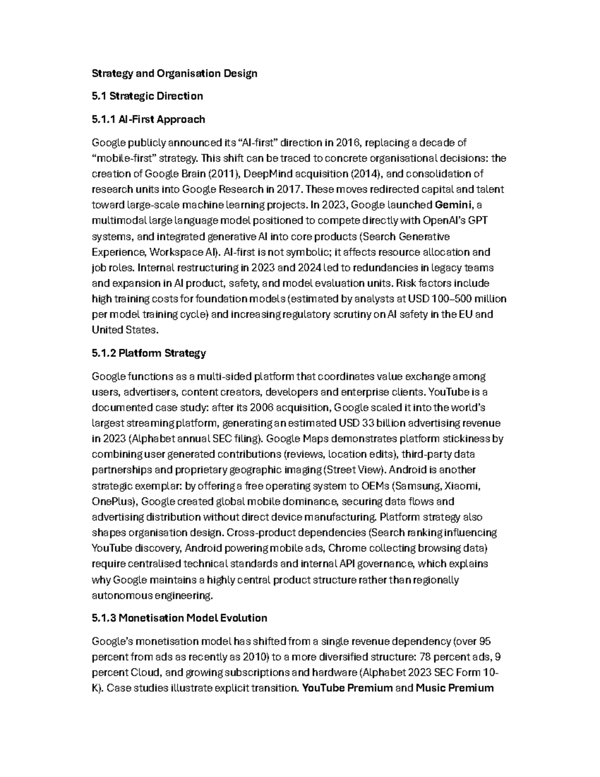 Google Case Study: Strategic Direction and Organizational Design ...