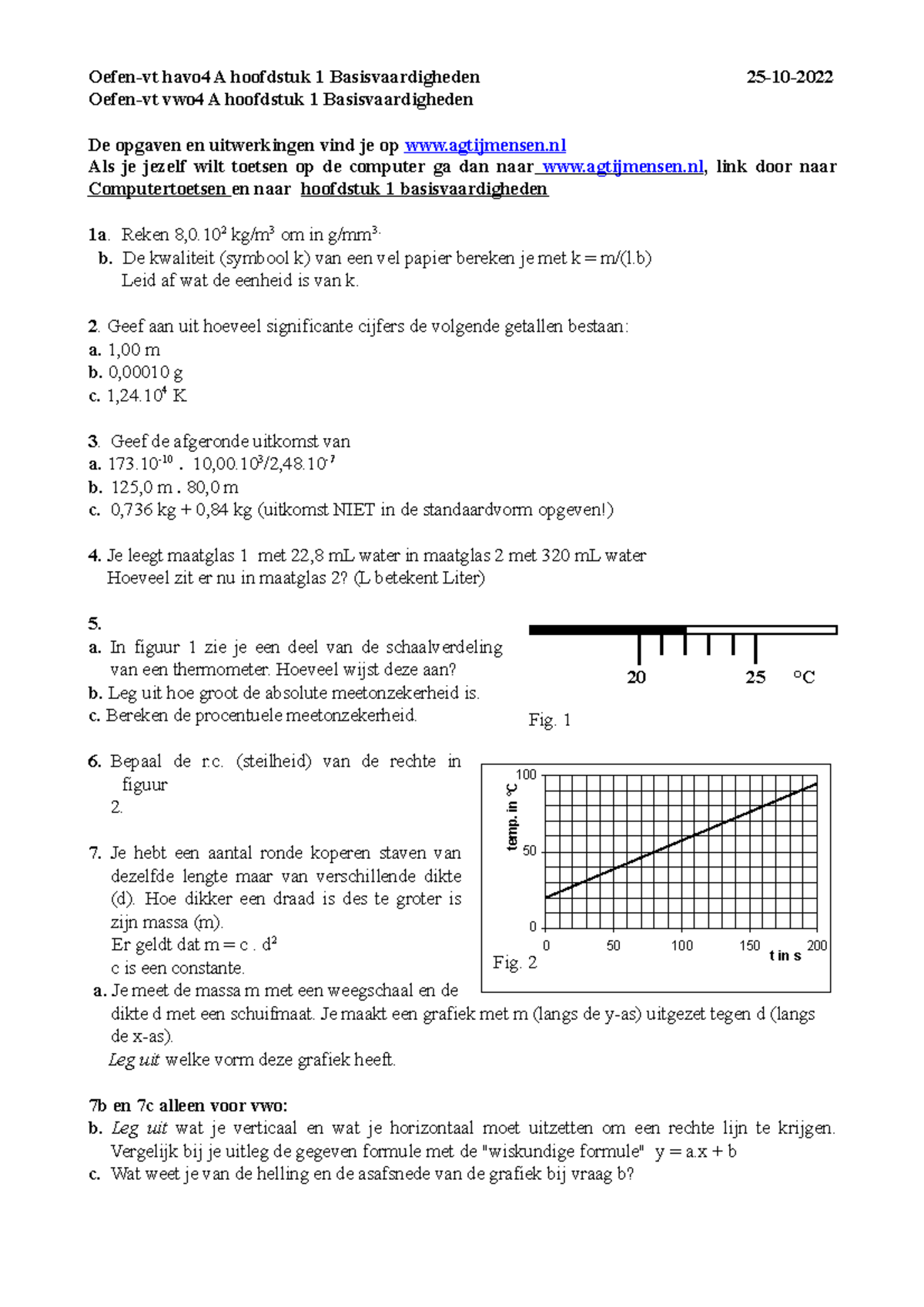 Oefentoets HAVO-VWO 4 H1: Basisvaardigheden en Opgaven - Studeersnel