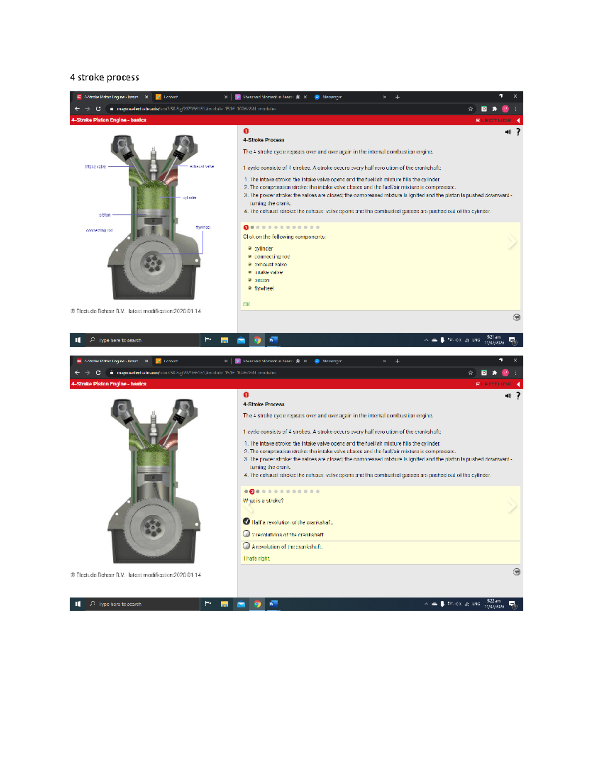 4 stroke process - Electude assign - Internal Combustion Engine - 4 stroke process - Studocu