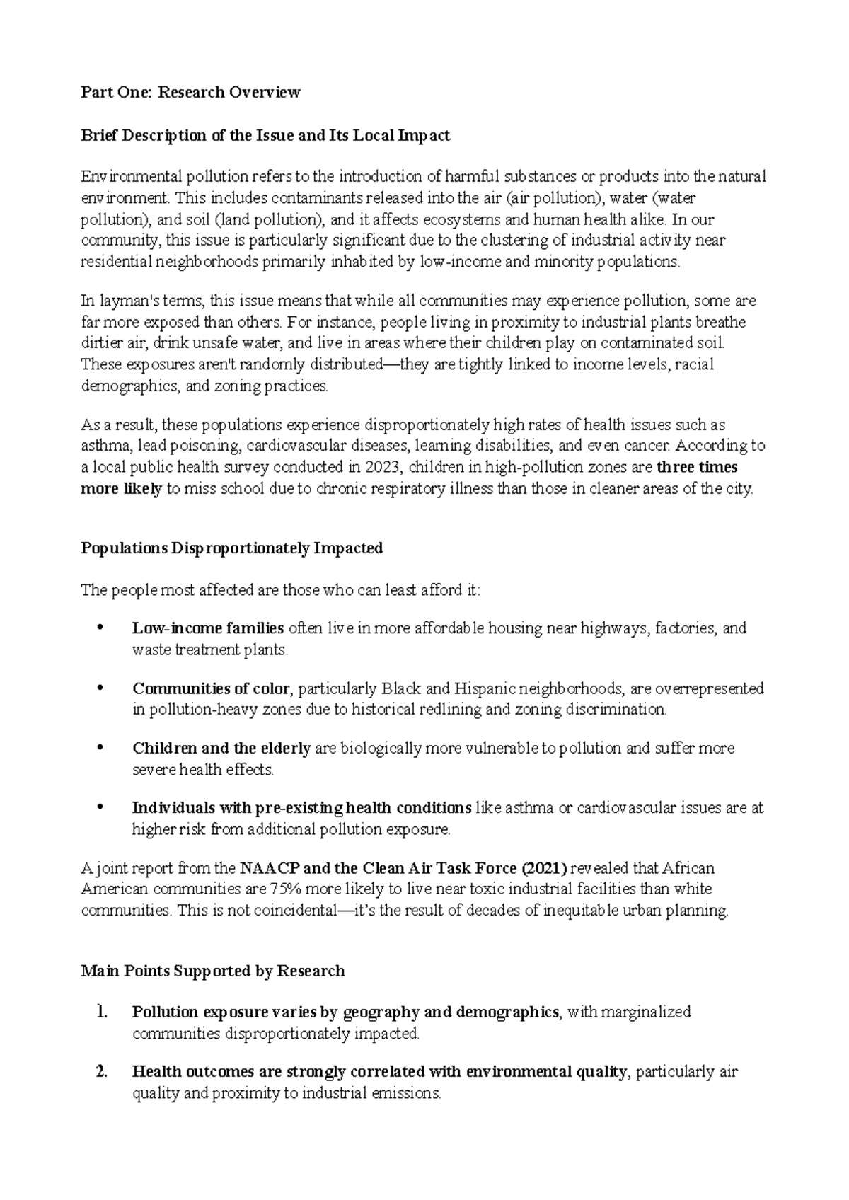 ENV 101: Environmental Pollution and Its Local Impact - Research ...